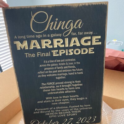 Personalized Carved Wooden Sign marriage the Final Episode ... Star ...