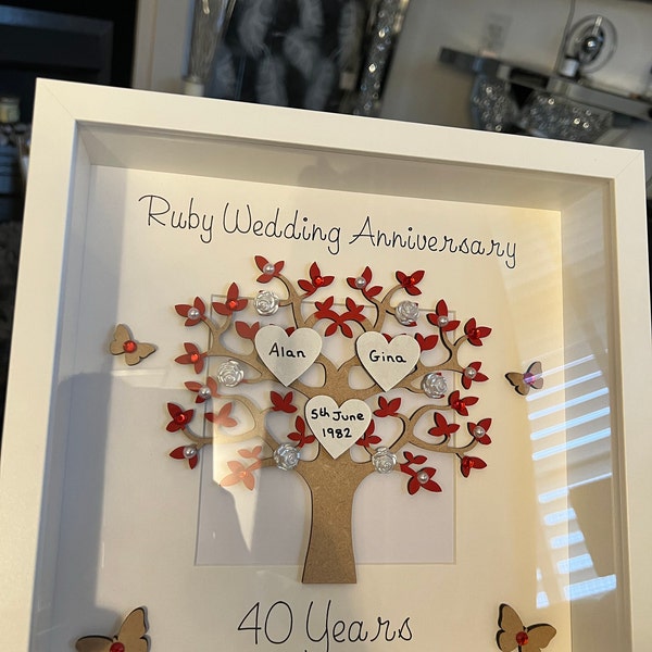 Ruby Wedding Anniversary Frame, Wedding Gift, Personalised, 40th ...