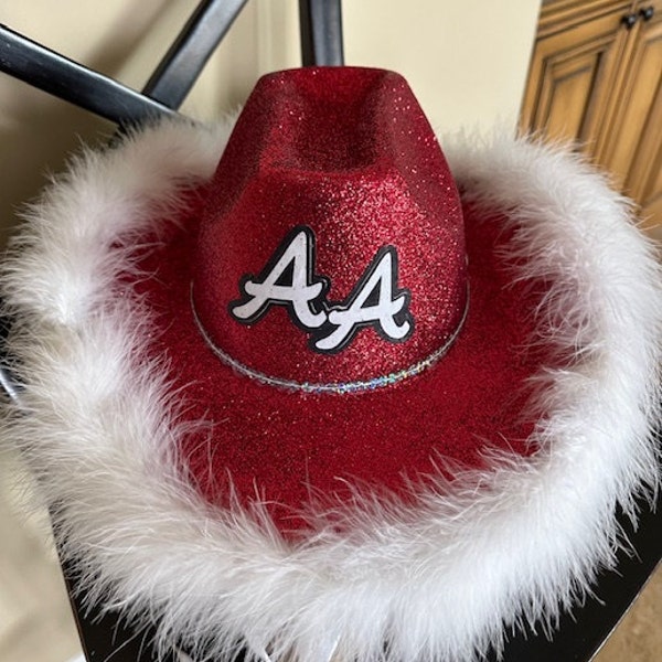 College Themed Glitter Cowboy Hat | Customizable Cowgirl Hat Made to ...