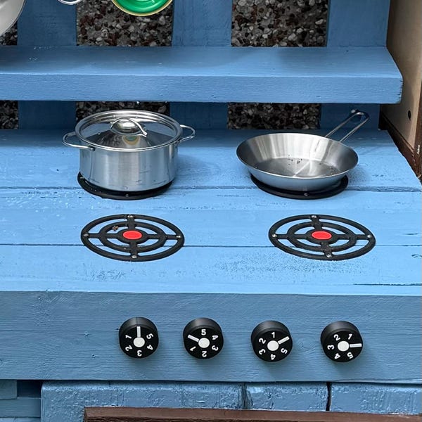 Mud Kitchen Cooker Rings and Knobs in Black/red/white - Mud Kitchen ...