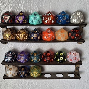 Wooden Wall Mounted Dice Holder and Display for Standard TTRPG Dice Set ...
