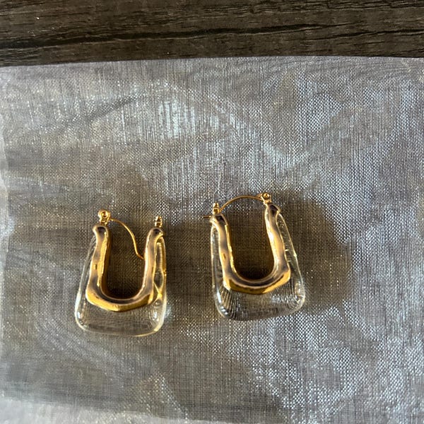 Checkerboard Enamel Gold Plated Clasp Rectangular Hoops, Dainty Hoop ...