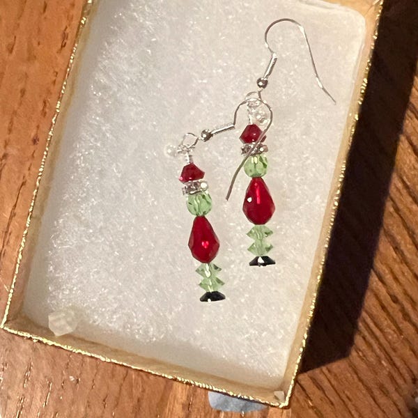 Crystal GRINCH EARRINGS Christmas Jewelry Made With Austrian Crystals ...