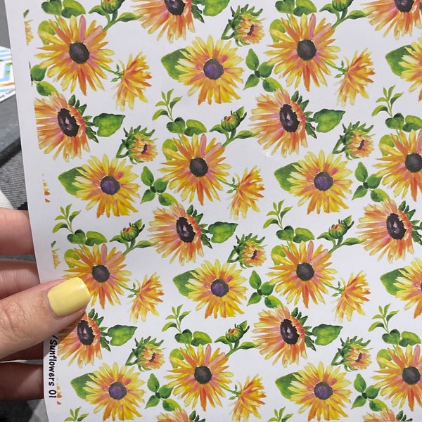 Sunflower Print Vinyl, Yellow and Navy Floral Print HTV, Summer Pattern ...