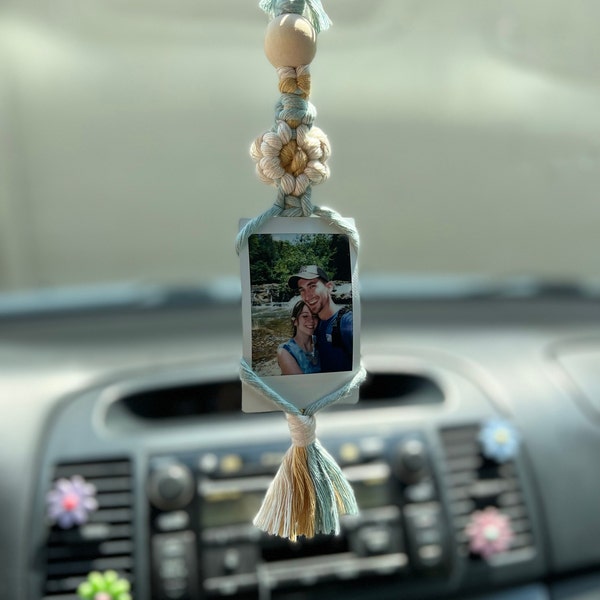 Daisy Instax Holder Car Charm// Macrame Instax Holder // Handmade Car ...