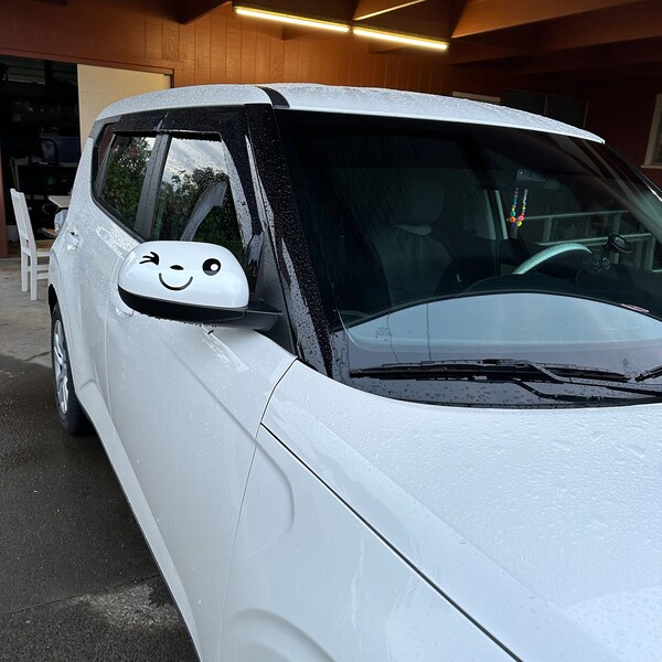 FUNNY 2 Winking Smile Side MIRROR HEADLIGHTS Stickers Decals Car Window ...
