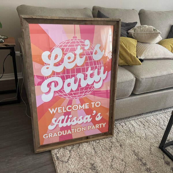Disco Graduation Party Welcome Sign Template for Retro & Groovy 70s ...