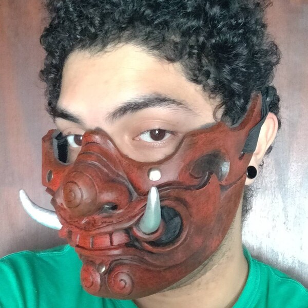 Custom Half Cover Airsoft Mask BB Gun, Warrior Evil Demon Devil Oni ...