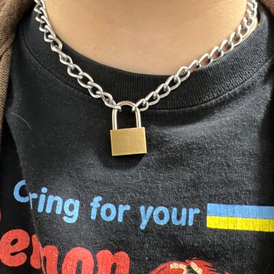 Double Gold Padlock Chain Necklace Punk Jewellery Grunge - Etsy