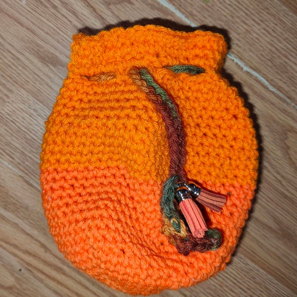 Orange Pouch Crochet Pattern Bag Mini Drawstring Fruit Bag Crochet ...