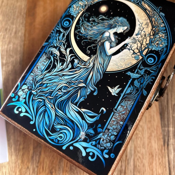 Personalized Wooden Keepsake Box Tarot Card Box Moon Goddess Tarot Card ...