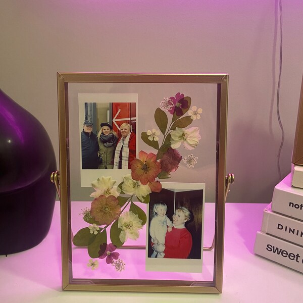 Personalized Polaroid Picture Frame With Real Pressed Flowers, Custom ...