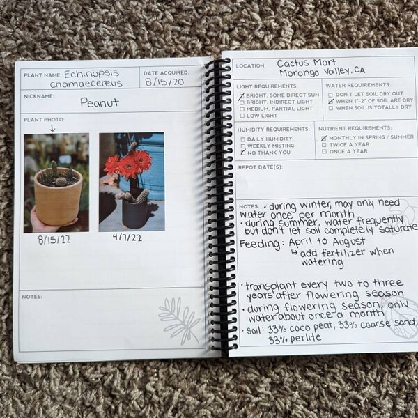 Plant Journal, House Plant Diary, Plant Care Journal, Plant Tracker ...