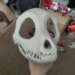 Toony Cat Feline Bone Skull Mask Movable Moving Hinge Jaw 3D Printed ...