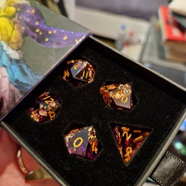 Eternal Sunset - Holographic Handmade Resin Sharp Edge Dice Set for Dnd ...