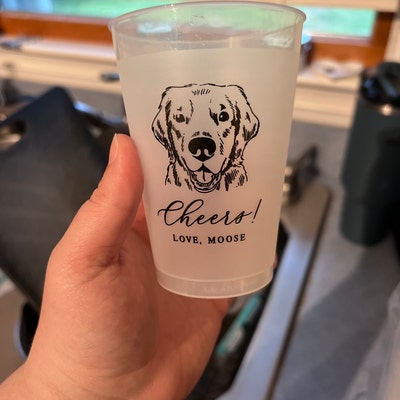 Custom Illustrated Dog Frosted Wedding Cups, Modern Wedding Cups ...