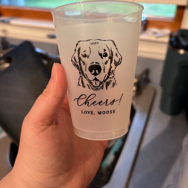 Custom Illustrated Dog Frosted Wedding Cups, Modern Wedding Cups ...