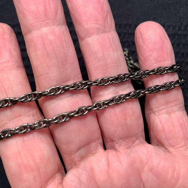 Gunmetal Rope Chain for Men Minimalist Black Jewelry Steel Substantial ...