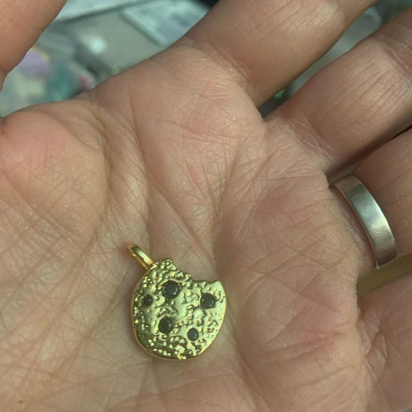 Gold Chocolate Chip Cookie Charm With CZ Snack Pendant Foodie Food ...