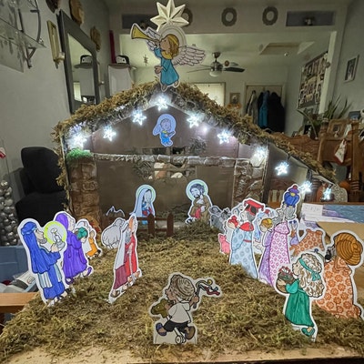 Nativity Scene, Coloring, Printable, Paper Model, Paper Set, Paper ...