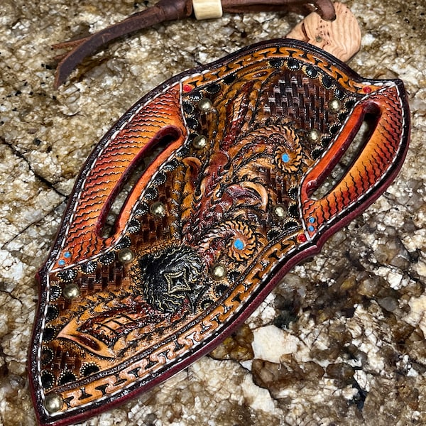 Hand Carved Leather Sheath Cowboy Style, Camping, Sportsman, Hunting ...