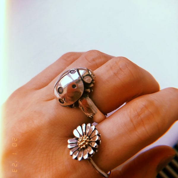 Ladybird Ladybug Ring Sterling Silver Handmade - Etsy