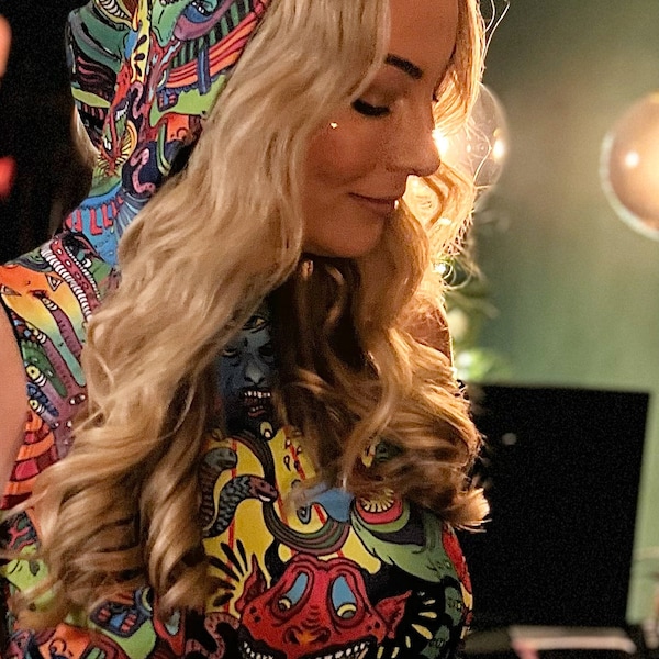 Green Hoodie Crop Top, Psychedelic Clothing, Crop Tops for Women, Rave ...
