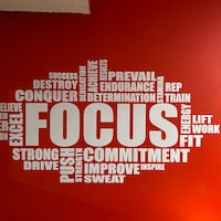 Focus Wall Decal Motivational Sign Gym Quote Word Cloud Poster Fitness ...