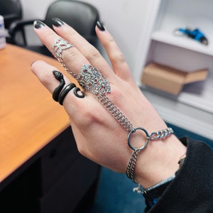 Fairy Bracelet, Ring Chain Bracelet, Punk Jewelry, Ring Bracelet ...