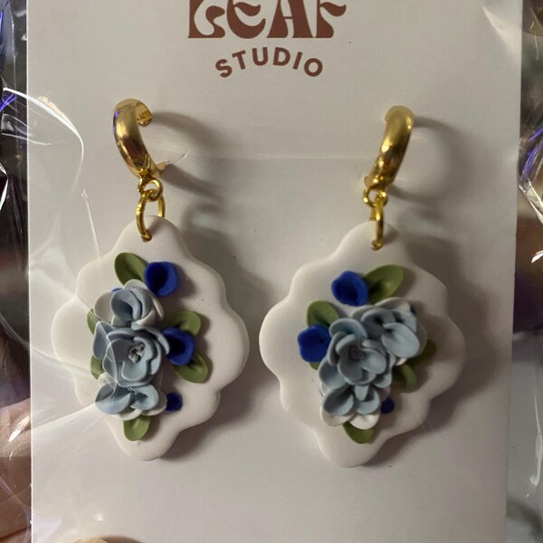 Blue Dangly Earrings, Spring Statement Earrings, Summer Statement ...