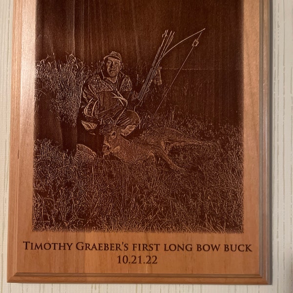 Personalized Laser Engraved Hunting Photo on Red Alder Wood Plaque - Etsy