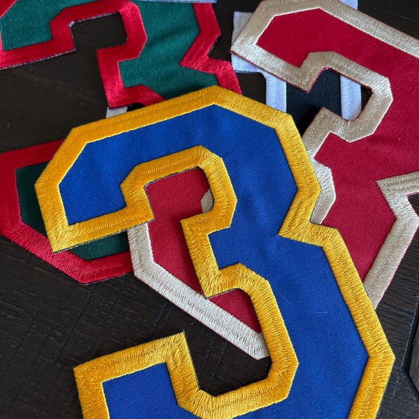 High School Varsity Numbers Patch College Letterman Jacket Embroidered ...