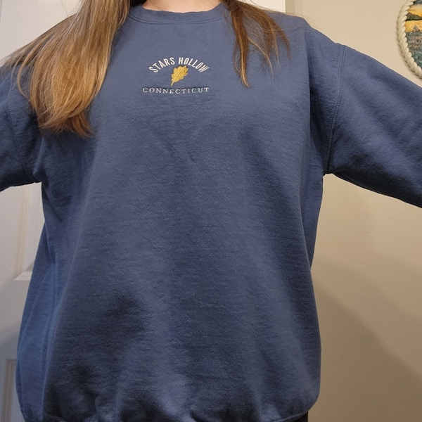 Stars Hollow Connecticut Embroidered Crewneck Sweatshirt, Embroidery ...