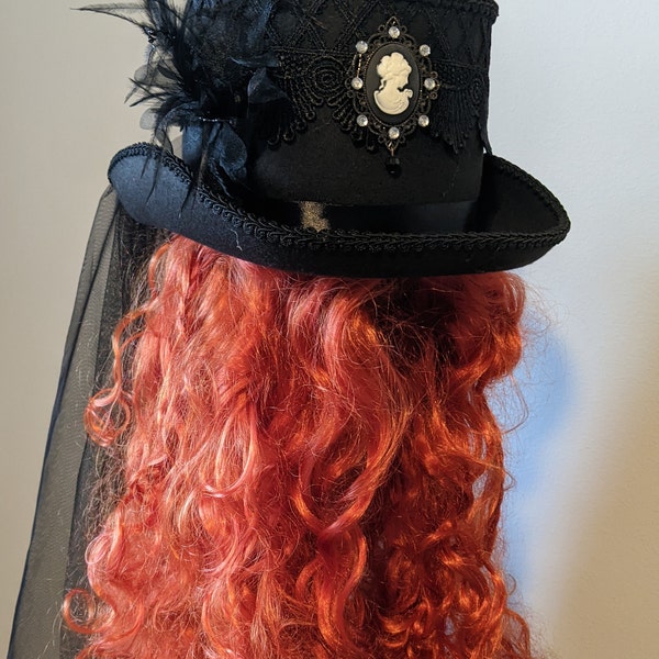 Ladies' Top Hat With Veil and Cameo | Victorian Gothic Vampire ...