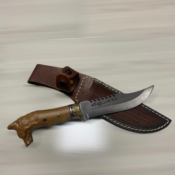 Personalized Knife Wolf-headed Wolf Embroidered Handmade Hunting Knife ...
