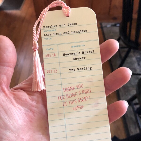 Personalized, Library Check-out Card Wedding Bookmark Place Cards - Etsy
