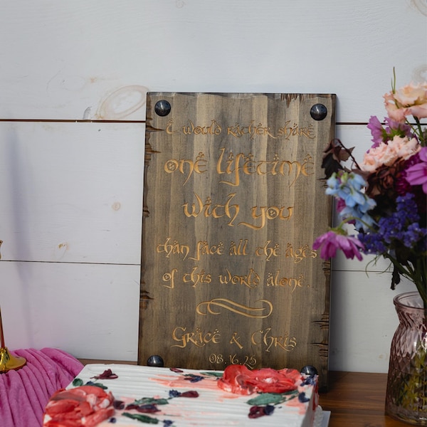 Two Rings to Bind Them Sign Engraved Rustic Wood Wedding Sign With ...