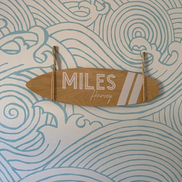 Wooden Surfboard Name Sign, Personalized Surfboard, Printed Name Sign ...