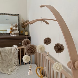 Baby Crib Wooden BEECH Mobile Arm Baby Mobile Stand Nursery - Etsy