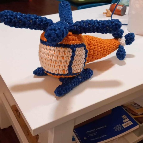 Big Red Amigurumi Soft Plush Helicopter Stuffed Plushie Toy Crochet ...