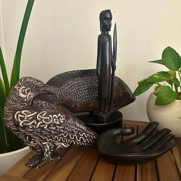 Norse Raven Statue: Hand Carved Ash Wood, Odin Pagan Decor - Etsy