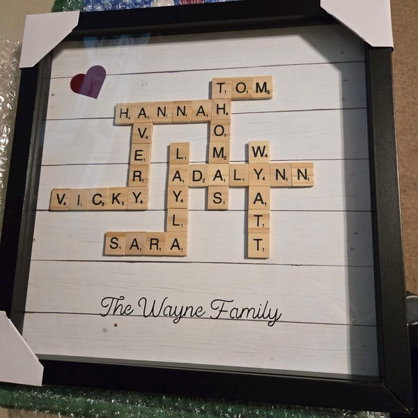Personalized Scrabble Tile Shadow Box: Family Crossword Art - Etsy