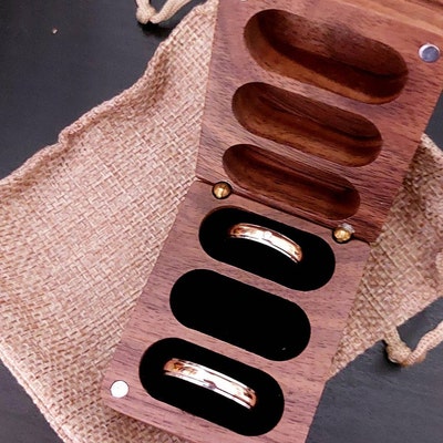 Triple Flip Wooden Ring Box, Custom Wedding Ring Box, Engagement Ring ...