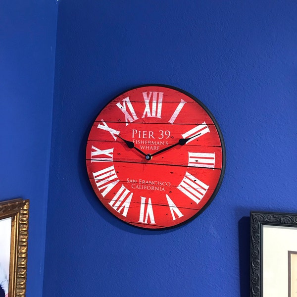Pier 39 Red Wall Clock, 8 Sizes to Choose, Made in USA, Lifetime ...