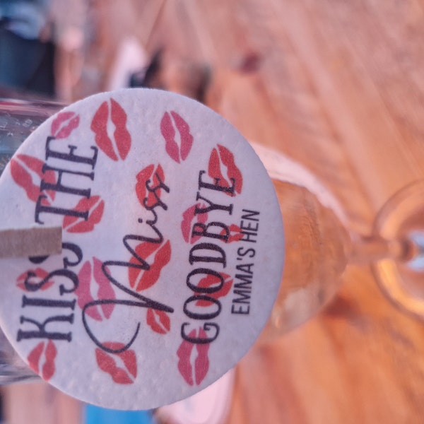 Personalised Kiss the Miss Edible Drink Toppers (1 Sheet) - Etsy UK
