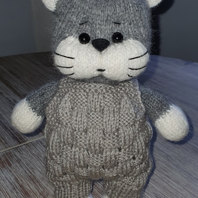Cat Knitting Pattern DIY Stuffed Animalcat in Overall Gift - Etsy