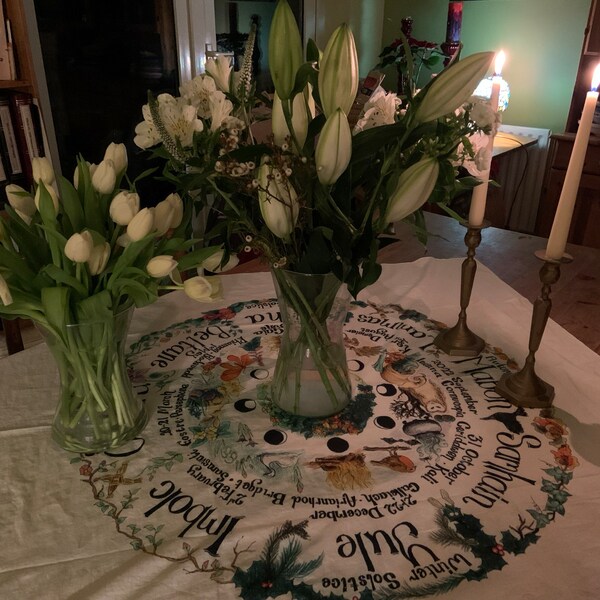 Wheel of the Year Pagan Altar Cloth Table Cloth Wall Hanging Wicca ...