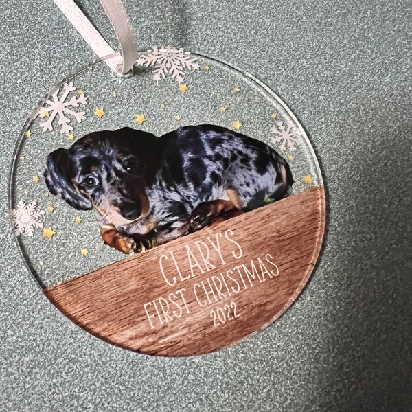 Personalized Dog Photo Ornament, Dog First Christmas Ornament, Puppy ...