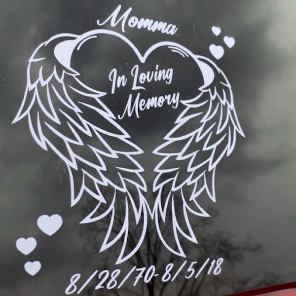 In Loving Memory Angel Wings Decal | Family Memorial Decal | Beloved ...