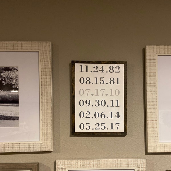 Important Dates Family Rustic Wooden Sign 12" X 9" Wall Hanging/ Date ...